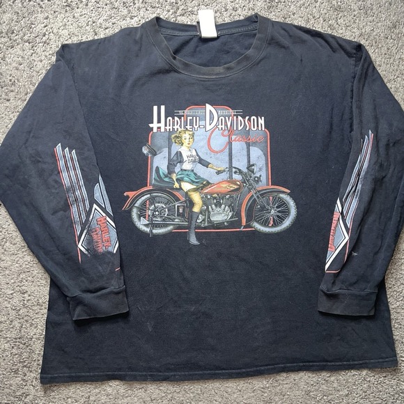 Harley-Davidson | Shirts | Vintage Lady Chopper Shirt Mens Xl Pinup ...